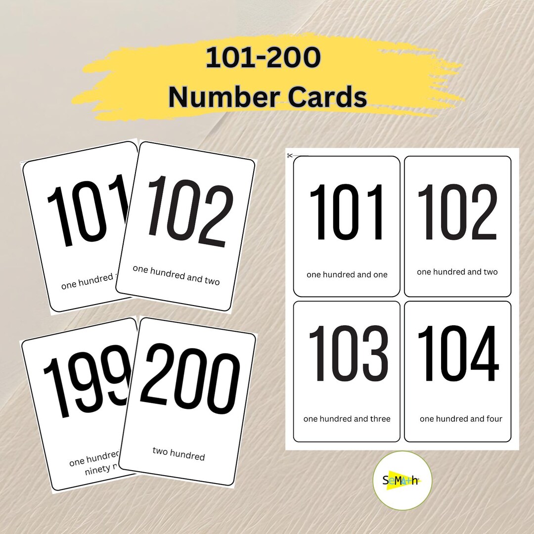 101-200 Number Cards, Number Flash Cards 101-200, Count 101-200 ...