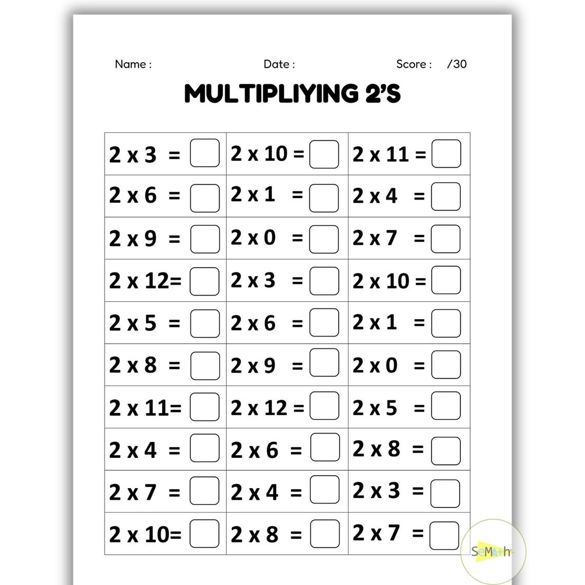 24 Printable Multiplication Worksheets, Fill in the Blanks – Times ...