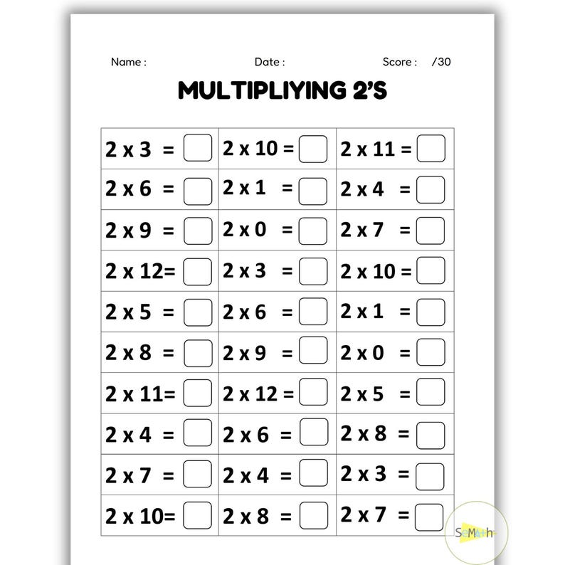 24 Printable Multiplication Worksheets, Fill in the Blanks - Single ...