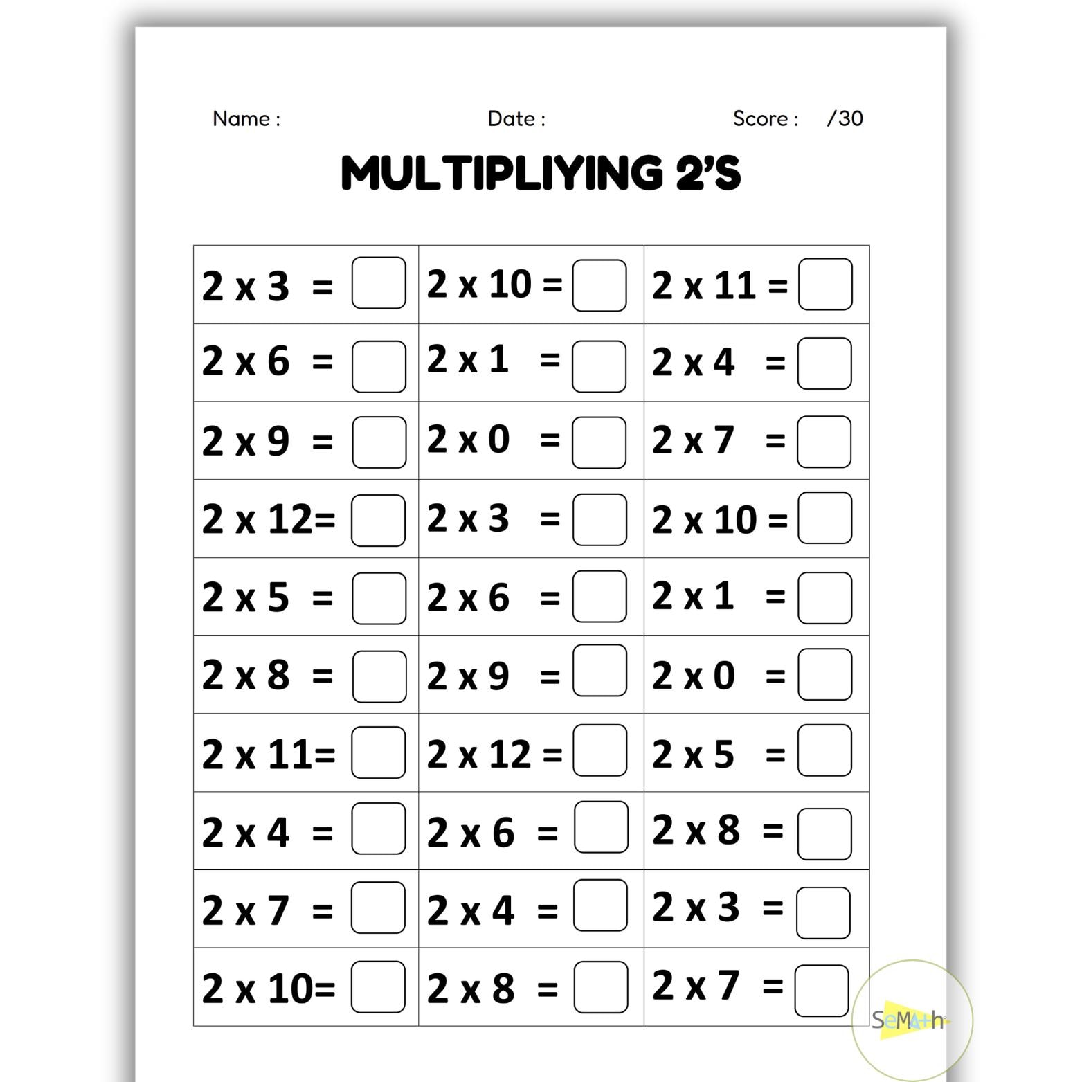 24 Printable Multiplication Worksheets, Fill in the Blanks - Single ...