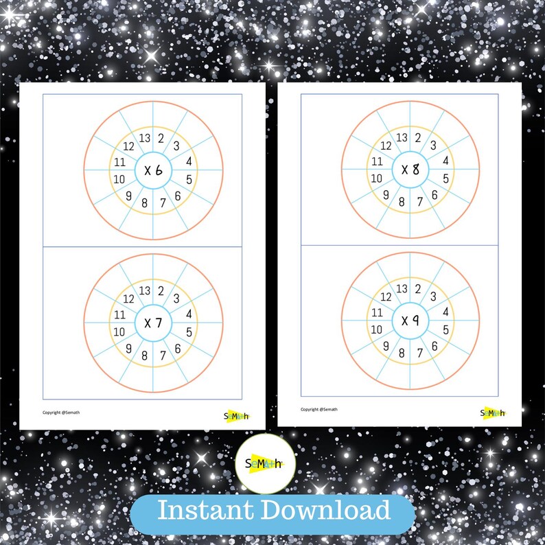 Multiplication Wheel and Worksheets 2 to 13, Instant Download, 3rd ...