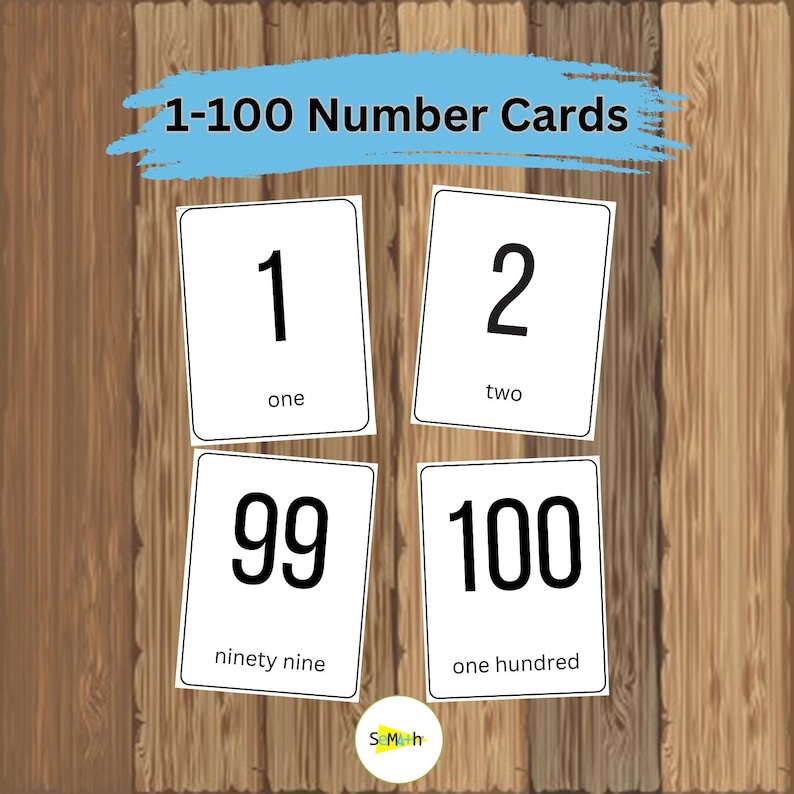 Number Flash Cards 1-100: Printable Math for Toddlers and Preschoolers ...