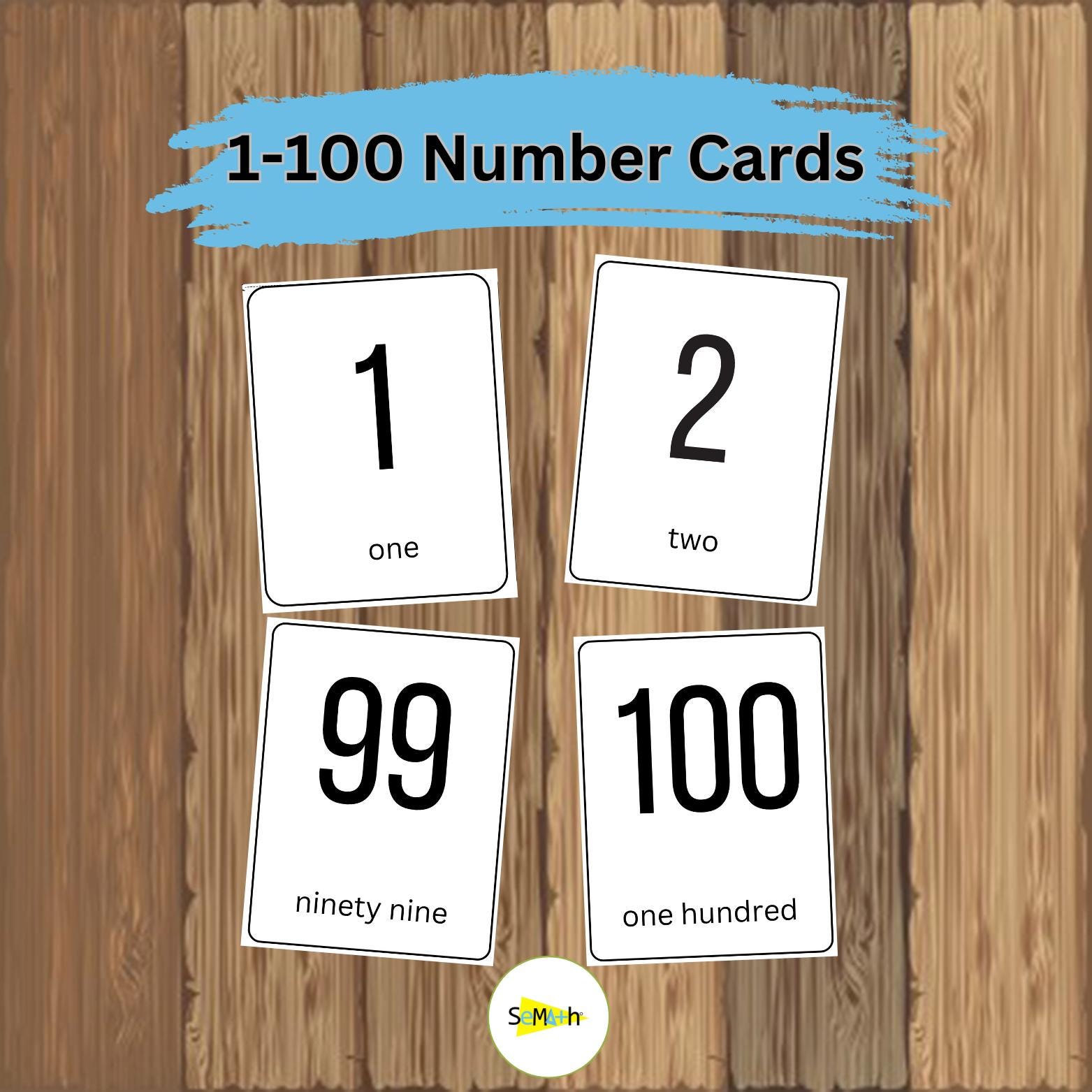 Number Flash Cards 1-100: Printable Math for Toddlers and Preschoolers ...