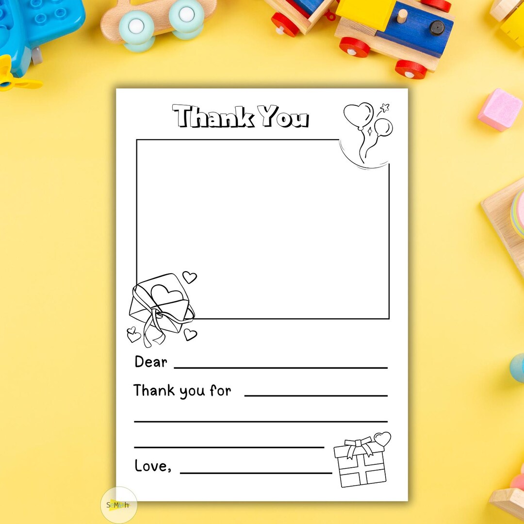 Thank You Printable, Kids Thank You Note, Gratitude Card, Fill in the ...
