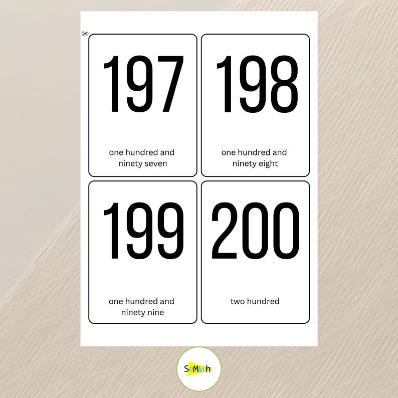 101-200 Number Cards, Number Flash Cards 101-200, Count 101-200 ...