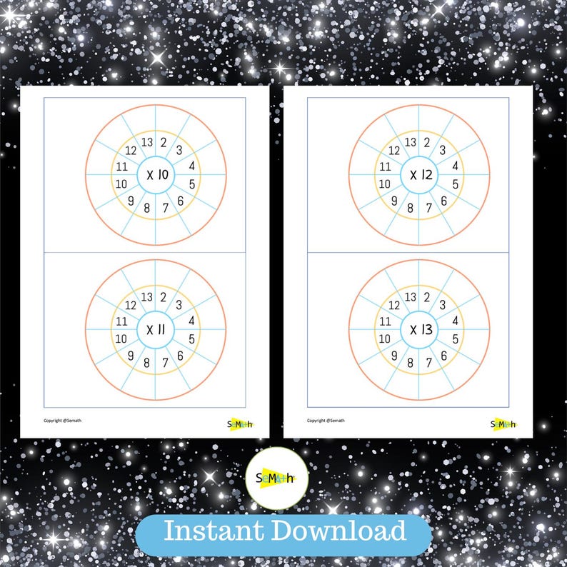 Multiplication Wheel and Worksheets 2 to 13, Printable Multiplication ...