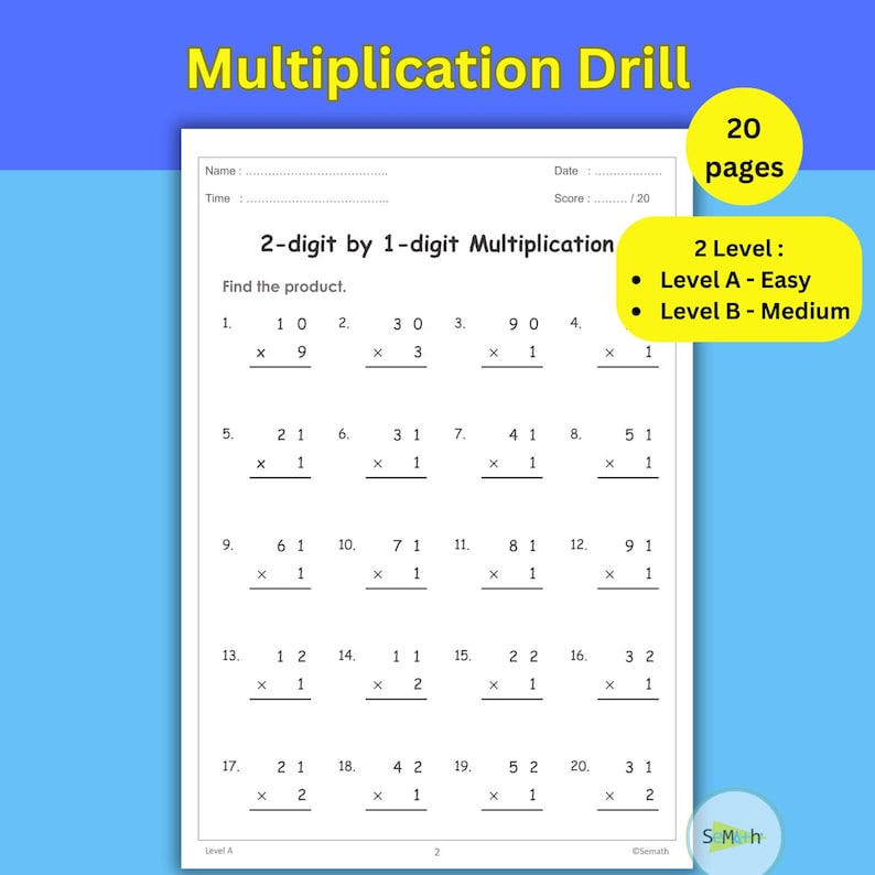Printable Multiplication Worksheets, Math Drills, Maths Practice, 2 ...