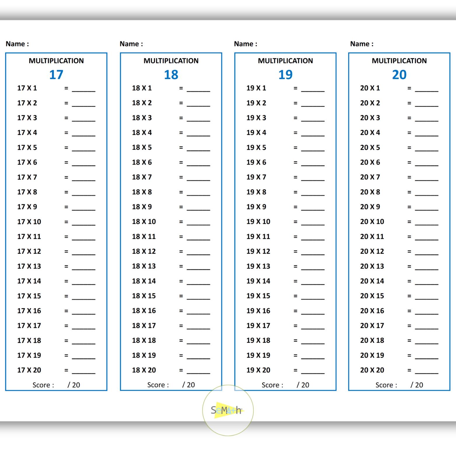 Printable Multiplication Worksheets: Maths Drills for Kids Single Digit ...
