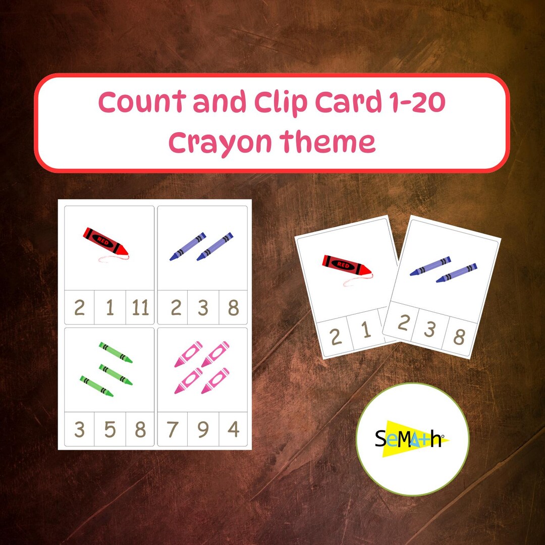 Crayon Count and Clip 1-20, Preschool, Kindergarten, Number Counting ...