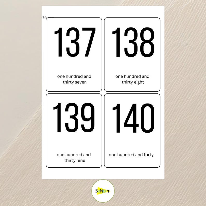 101-200 Number Cards, Number Flash Cards 101-200, Count 101-200 ...