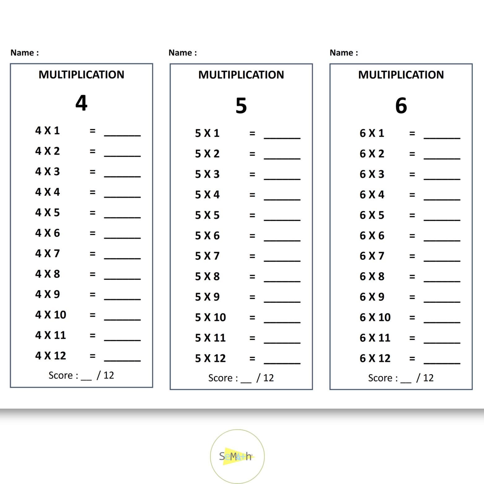 Printable Multiplication Worksheets: Maths Drills for Kids Single Digit ...