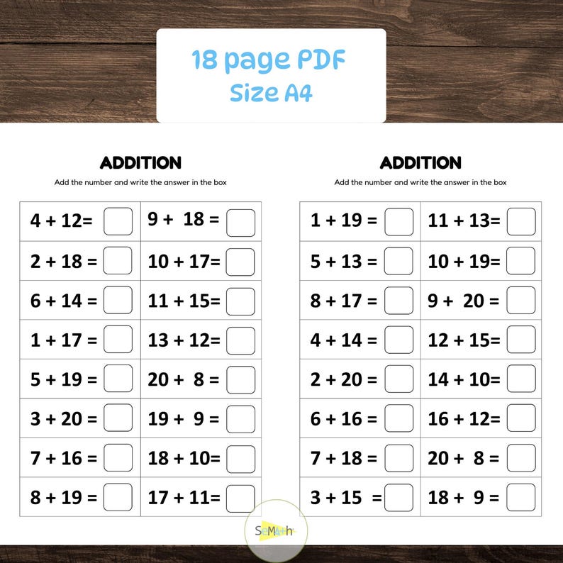 Printable Addition Fill in the Blanks Worksheets (numbers 1-20) for ...