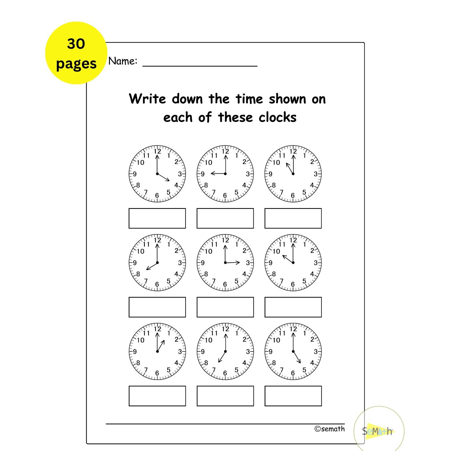 30 Printable Learning to Tell Time Worksheets. Kindergarten-1st Grade ...