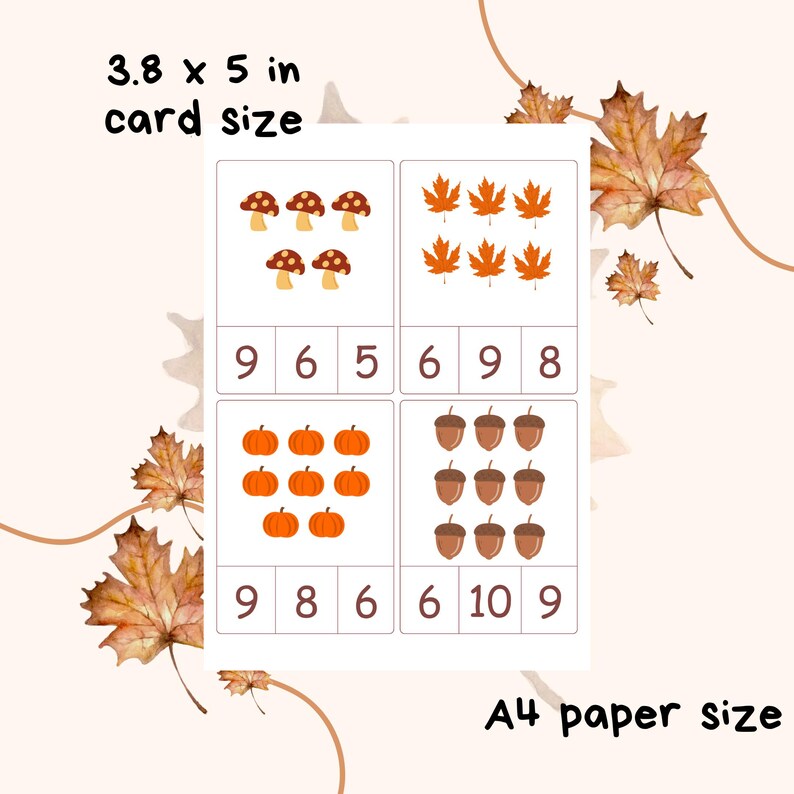 Autumn/fall Count and Clip 1-20, Activity, Kindergarten, Grade 1 ...