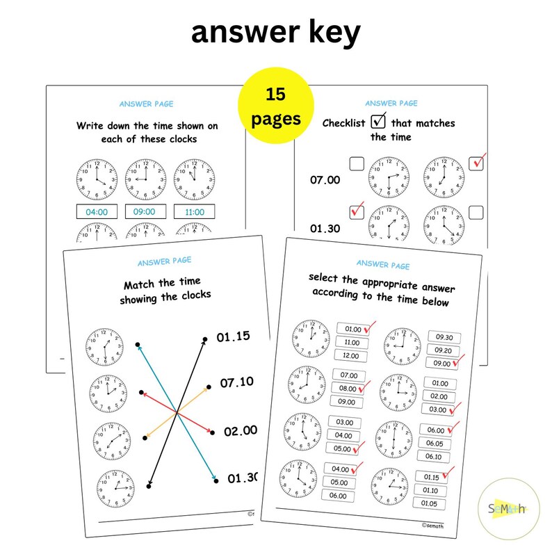 15 Printable Learning to Tell Time Worksheets for Kids, Clock ...
