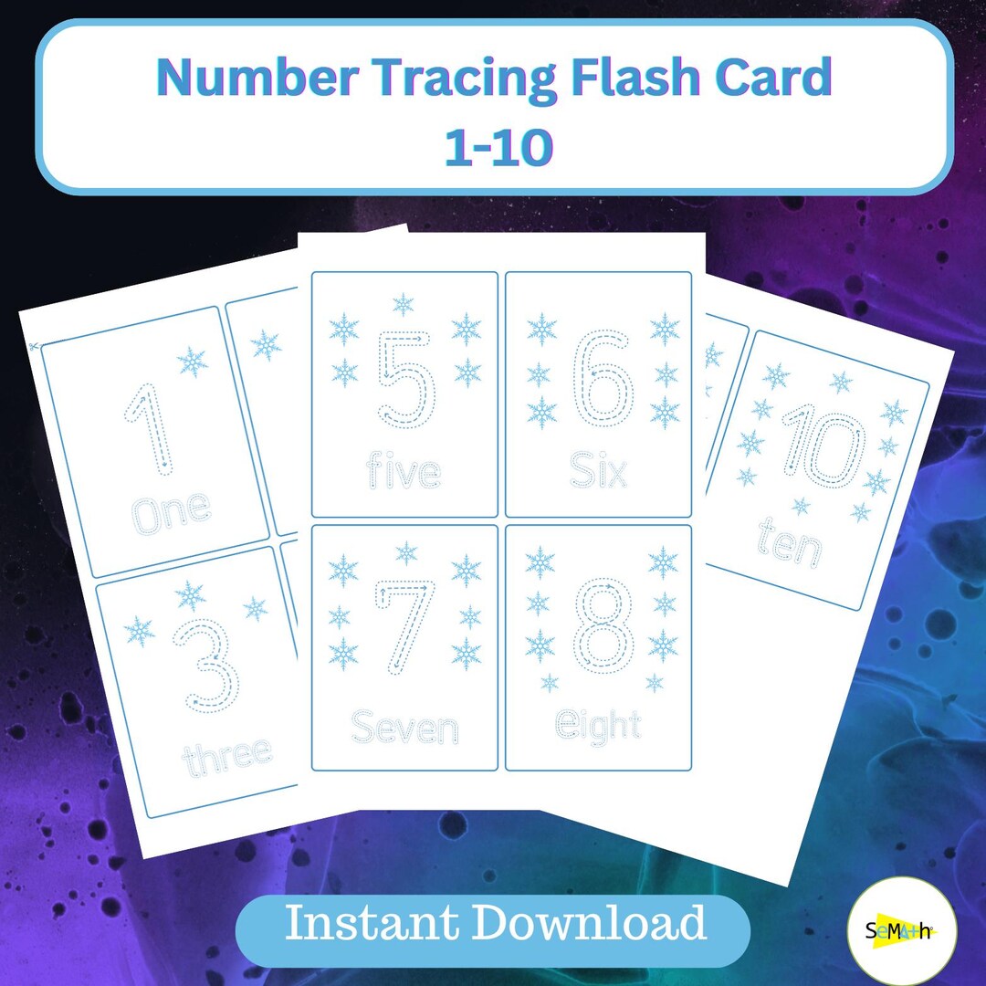 Tracing Numbers Flash Cards 1-10 Winter Theme, Preschool Counting Flash ...