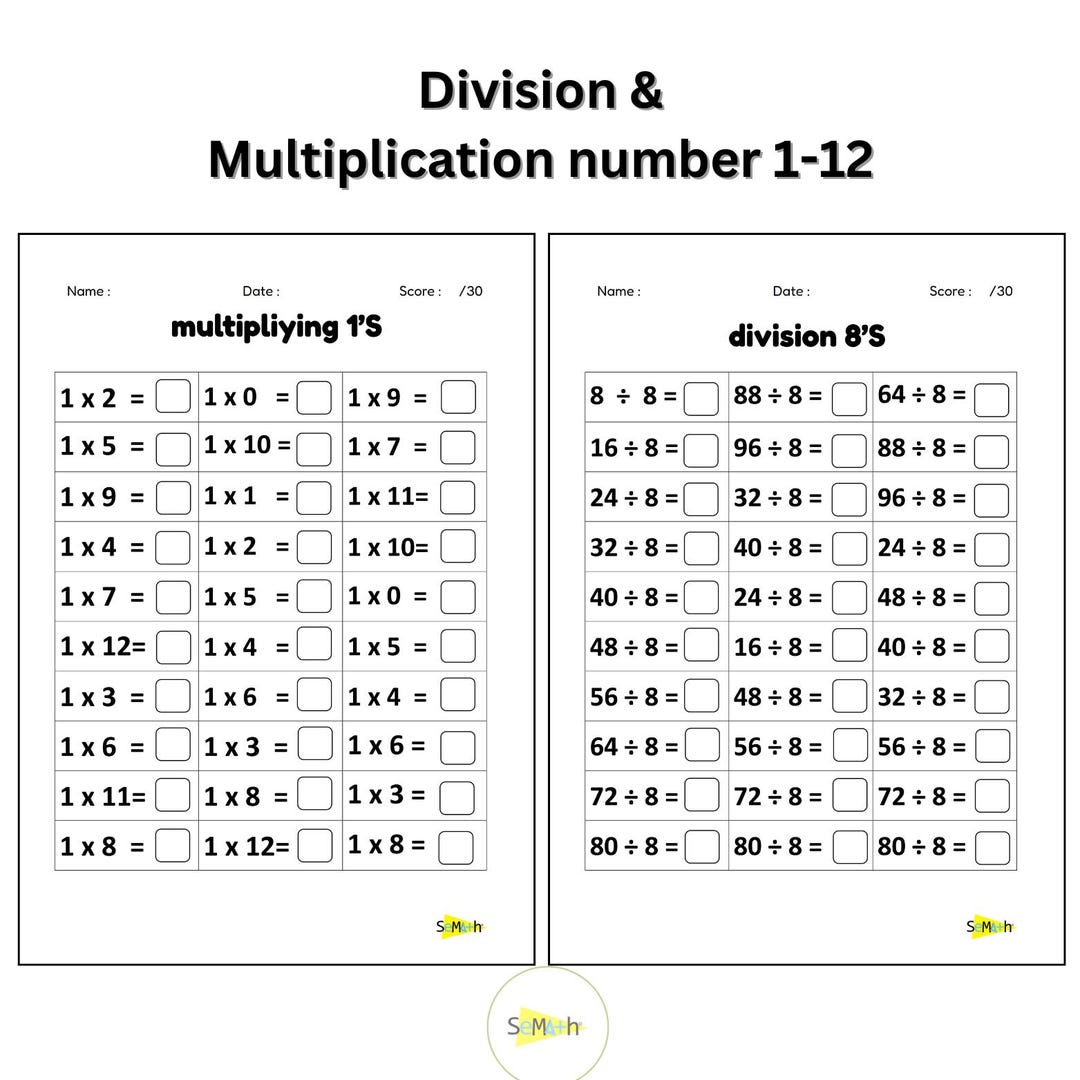 Printable Multiplication & Division Worksheets: Grade 3-4 Math Drills ...