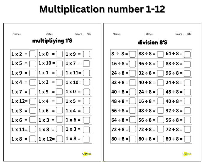 Printable Multiplication & Division Worksheets: Grade 3-4 Math Drills ...