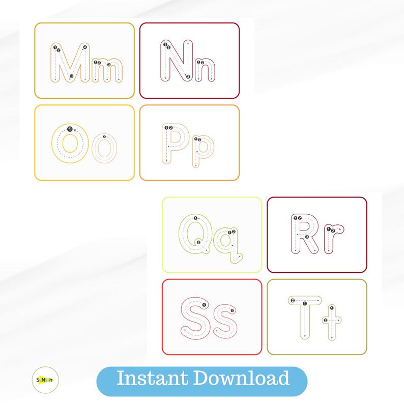 Alphabet Tracing Cards, Letter Tracing, Uppercase and Lowercase ...