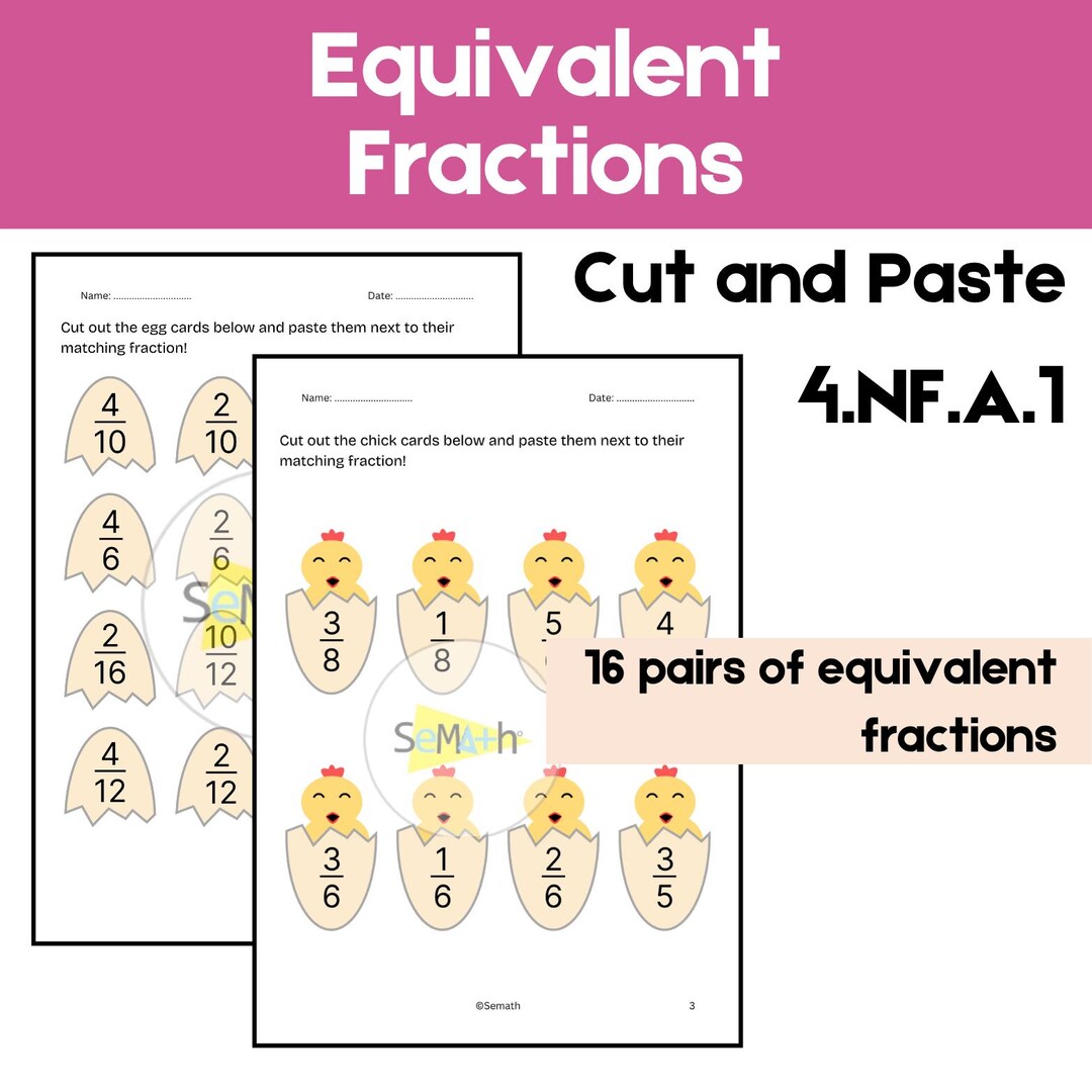 Equivalent Fractions Matching Game Spring Math Activity | 4th Grade ...