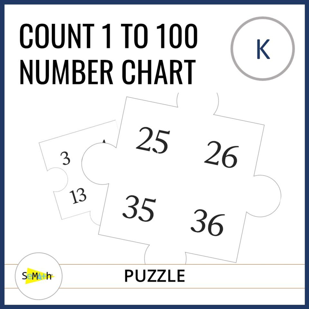 Number Chart 1-100 Grade Puzzle, Numbers 1 to 100 Printable, Numbers ...