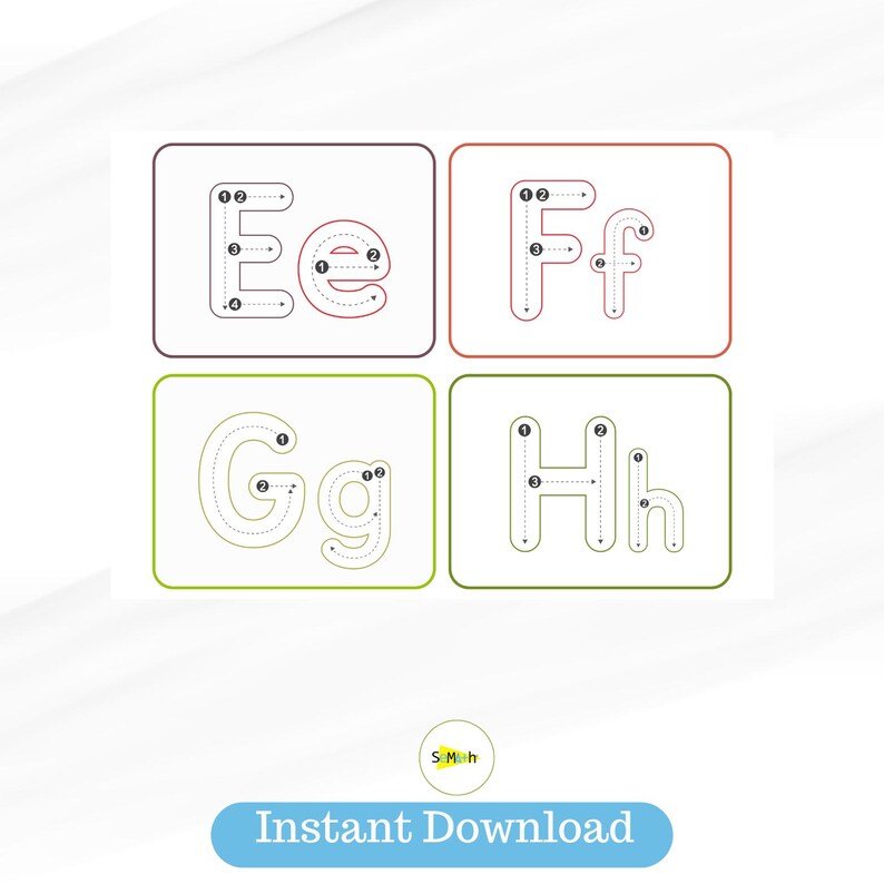 Alphabet Tracing Cards, Letter Tracing, Uppercase and Lowercase ...