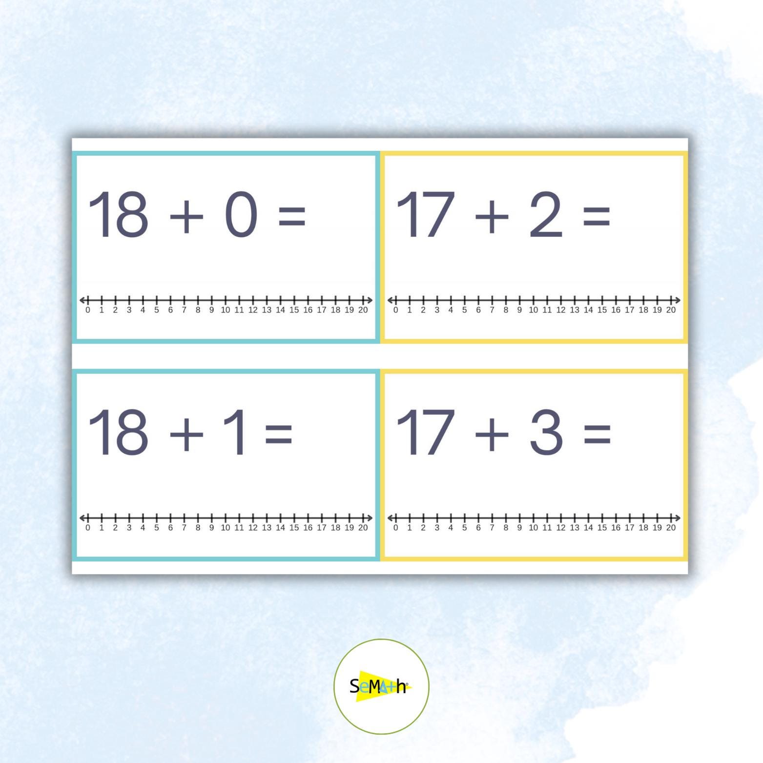 Printable Addition Flashcards With Number Line : First Grade Math ...