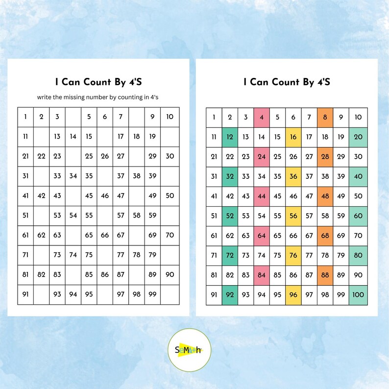Skip Counting Worksheets: Math Charts for Kids, First Grade Math, PDF ...