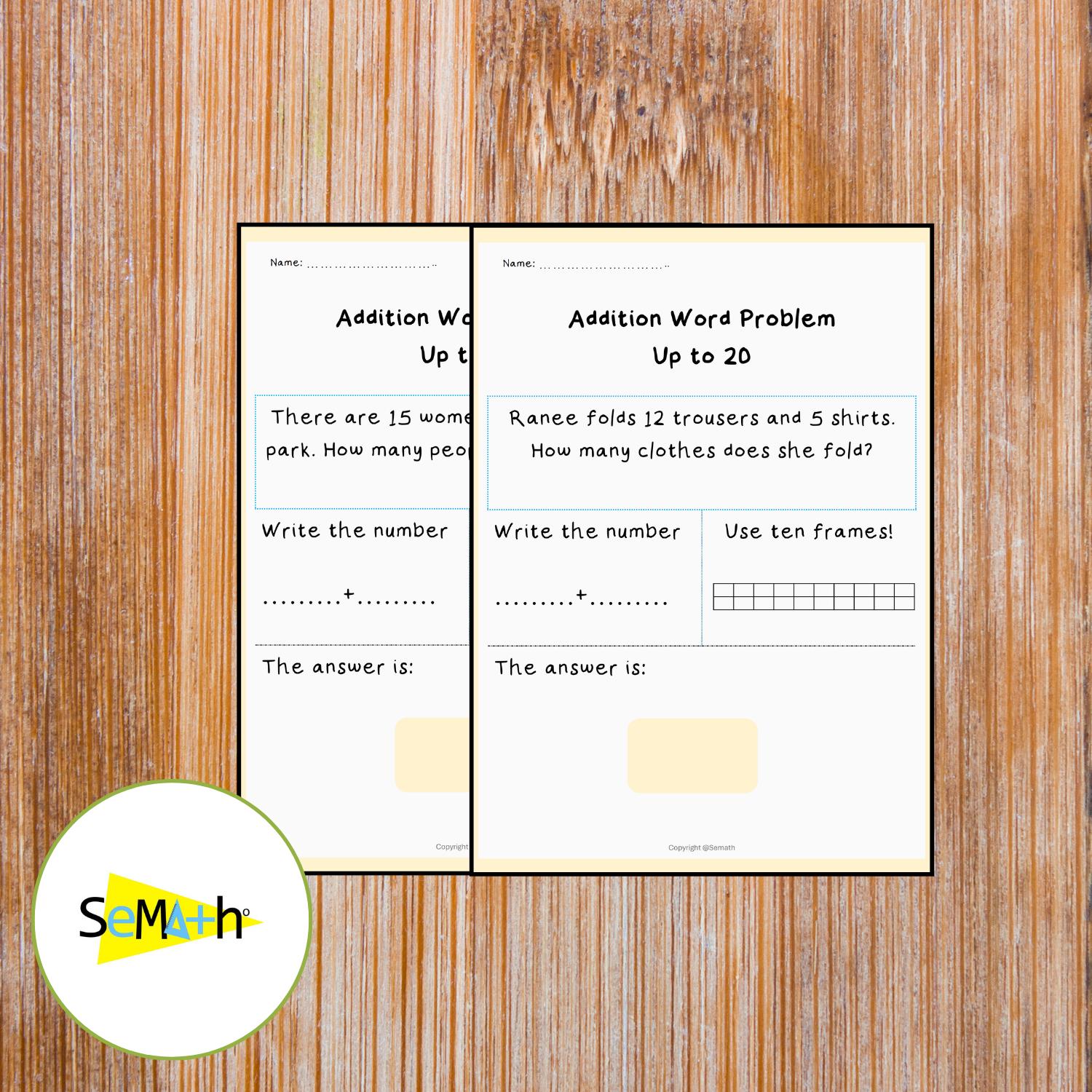 Addition Worksheets for Grade 1 Printable Math Activity With Word ...