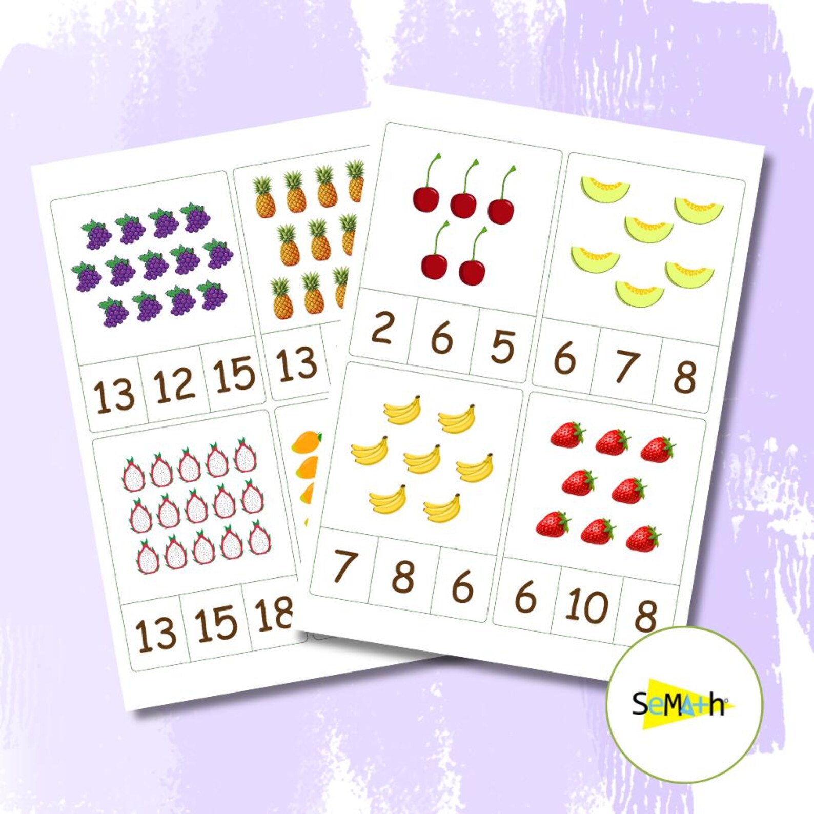 Fruit Count and Clip Cards 1-20: Montessori Cards, Preschool Counting ...