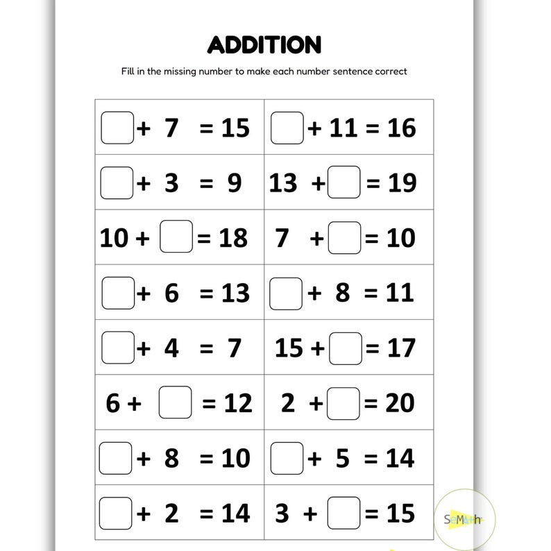 Printable Addition Worksheets for Kindergarten-1st Grade-2nd Grade ...