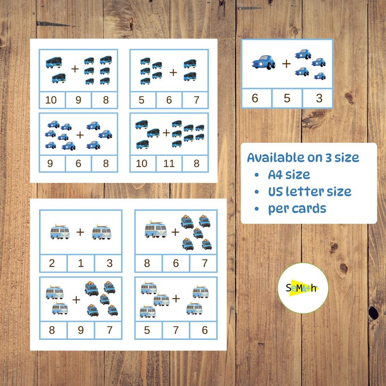 Printable Addition Clip Cards, Maths Practice, Number Counting ...