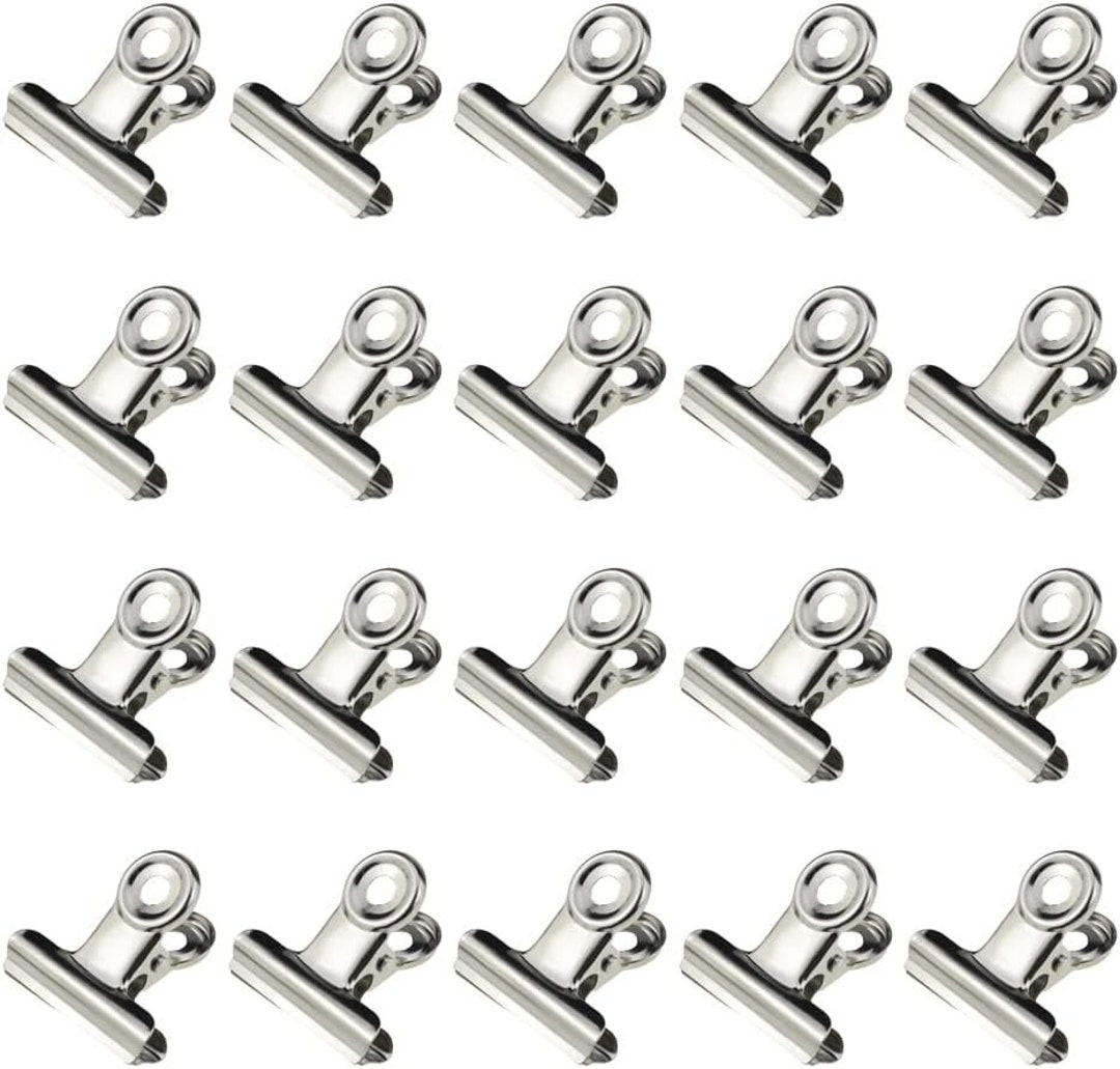 12 Pack - Silver Bulldog Clip AND 12 Wood Screws, Small Metal Hinge ...