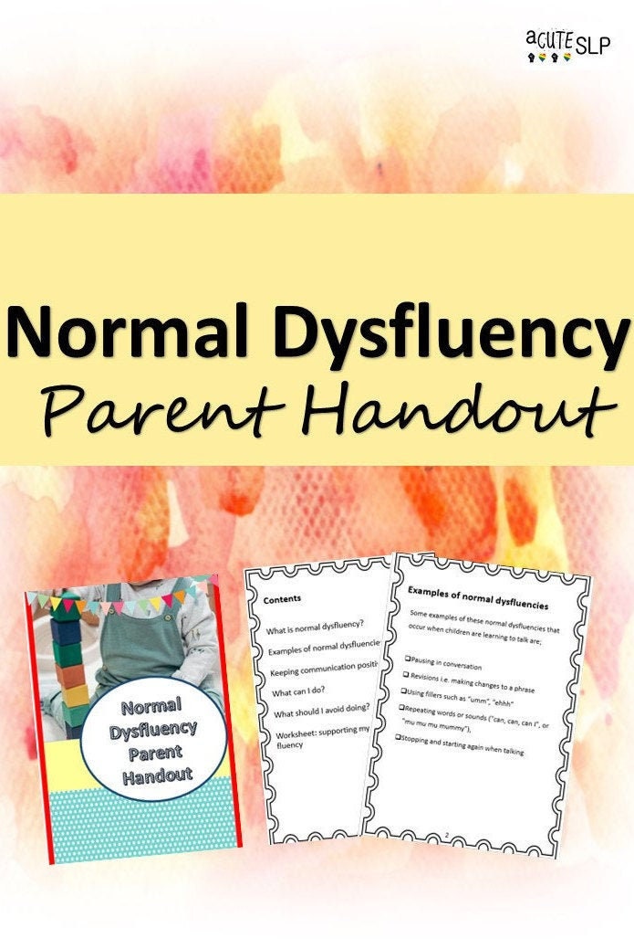 Normal Dysfluency non Fluency Parent Handout | Etsy New Zealand