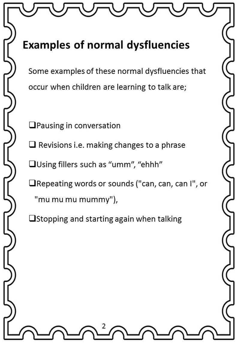 Normal Dysfluency non Fluency Parent Handout | Etsy