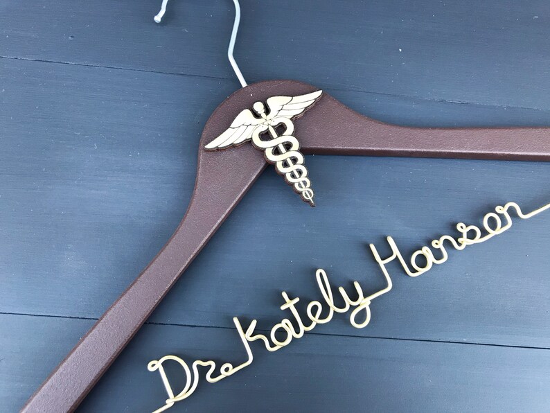 Doctor Hanger With Name Caduceus Decal Hanger Medical Gifts | Etsy