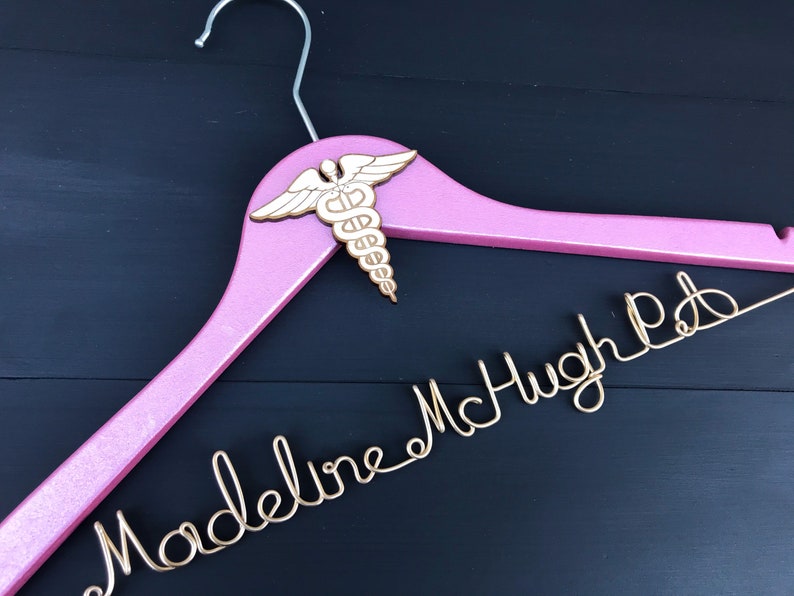 Doctor Hanger With Name Caduceus Decal Hanger Medical Gifts | Etsy