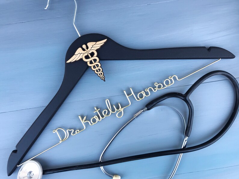 Doctor Hanger With Name Caduceus Decal Hanger Medical Gifts | Etsy