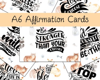 Cat Affirmation Cards - Etsy