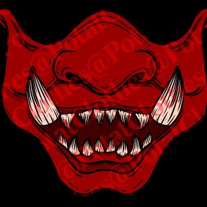 Oni Neck Gaiter Original face mask Minimalist Japanese | Etsy