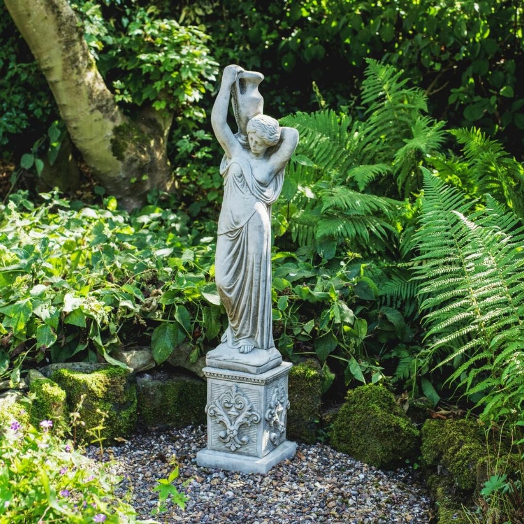 Discount Garden Statues Classic Stone Cast Girl Statue With an Urn and ...