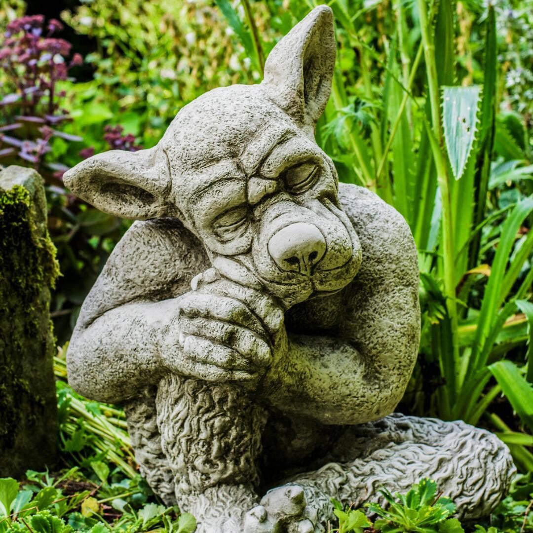 Large Stone Cast Sleeping Dog Gargoyle, Garden Sculpture - Etsy