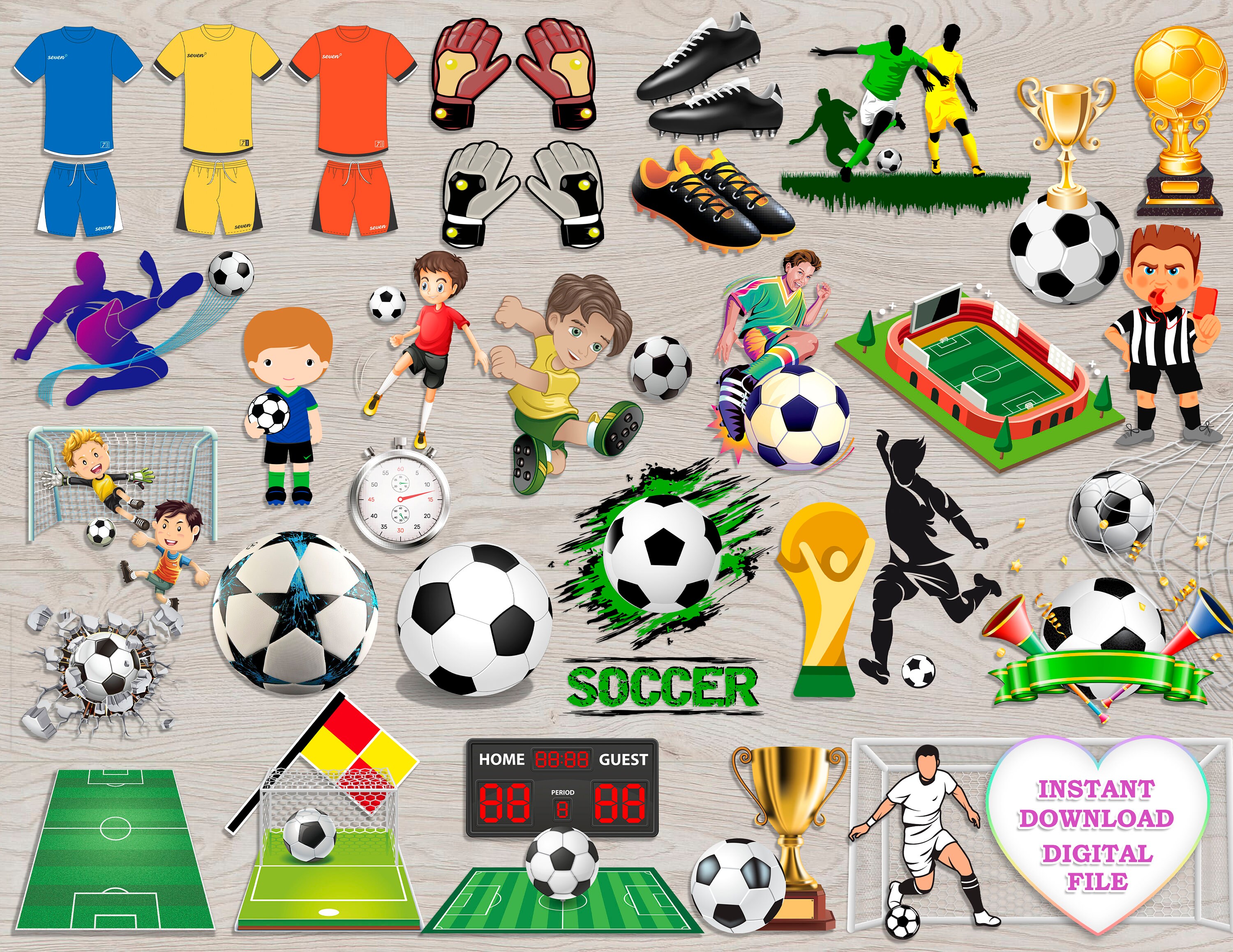 Soccer Clipart Soccer Cute Clipart Soccer Clipart Set | Etsy