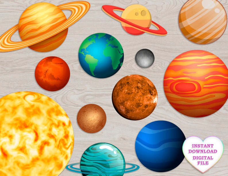 Planets Clipart Planets Graphics Solar System Clipart | Etsy