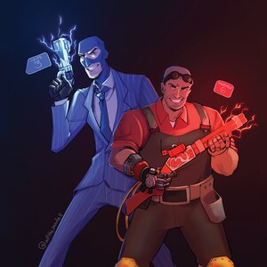 TF2 Engineer and Spy Mini Print - Etsy