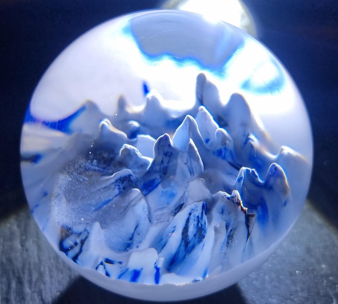Vintage Beautiful Frozen Snow /ice Mountain Range Glass Paperweight ...