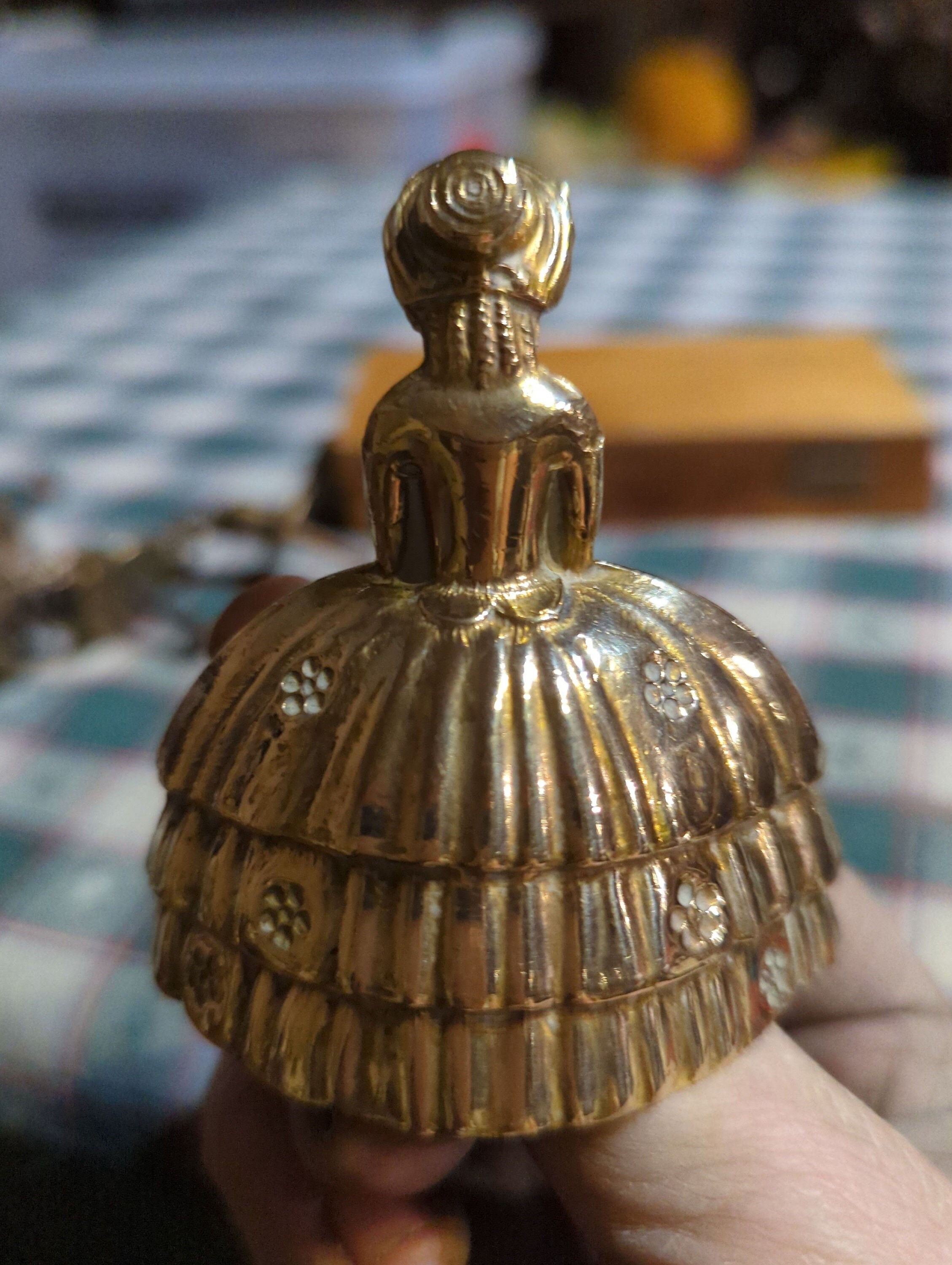 Vintage Brass Bell, Brass Figurine Southern Lady, Table Bell, Flower ...