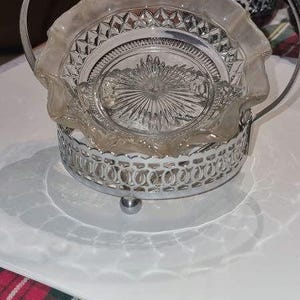 Stunning Sugar Cube Glass Bowl With Chrome Stand - Etsy