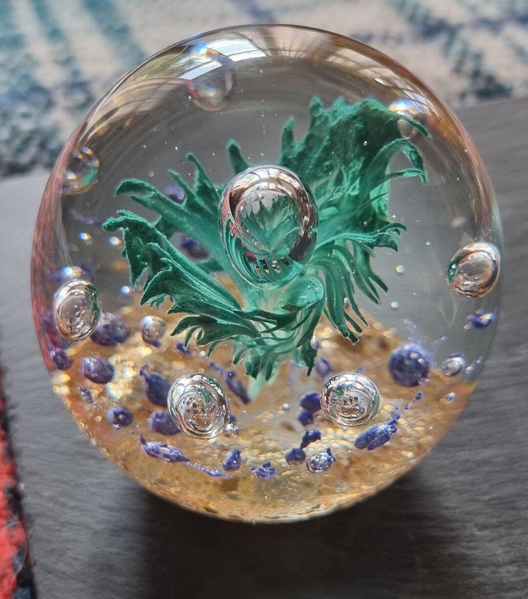 Vintage Floating Bubble Flower Glass Paperweight Beautiful Stunning ...