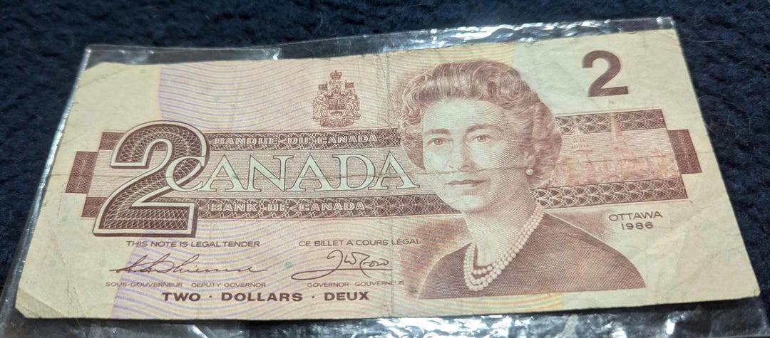 Vintage 1986 Canadian 2 Dollar Note - Etsy